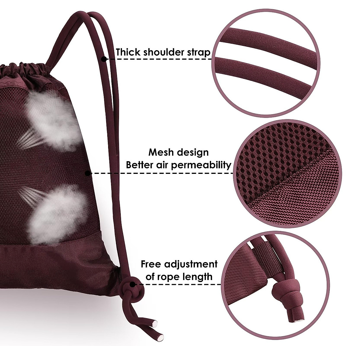 GAENMESN Drawstring Backpack Sport Gym Bag Backpack Bag Basketball Bag Leisure Hiking Yoga Dance Bag Travel Camping Team Work Bag