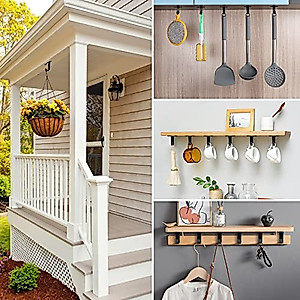 NearMoon Stainless Steel Screw Mounted Ceiling Hooks, Under-Shelf Towel/Robe Clothes Hook Heavy Duty Coat Hook Hanger for Bathroom Kitchen Cabinet Garage, 10 Pack (Matte Black)