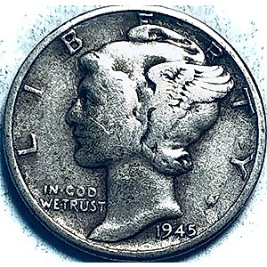 1945 P Mercury Silver Dime Seller Fine