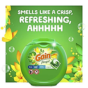 Gain flings! Liquid Laundry Detergent Soap Pacs, HE Compatible, 3 Bag Value Pack, 111 Count, Long Lasting Scent, Original Scent