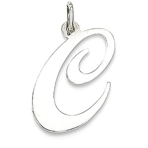 14K White Gold Large Dainty Letter C Initial Name Monogram Necklace Charm Pendant Only