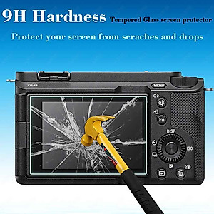 ULBTER Screen Protector for Sony Alpha A7C II A6700 6700 7C II ZV-E1 ZVE1 A7C2 Camera & Hot Shoe Cover 0.3mm 9H Hardness Tempered Glass Cover Anti-Scrach Anti-Fingerprint Anti-Bubble [3+2 Pack]