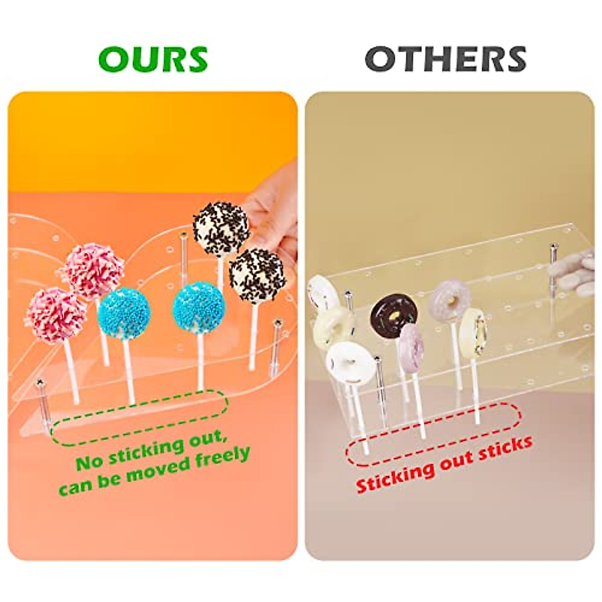 NiHome Cake Pop Stand Non Sticking Out, 24 Holes Acrylic Cake Pop Holder, Lollipop Cakepopsical Stand for Wedding Birthday Party Celebration, Heart Shaped