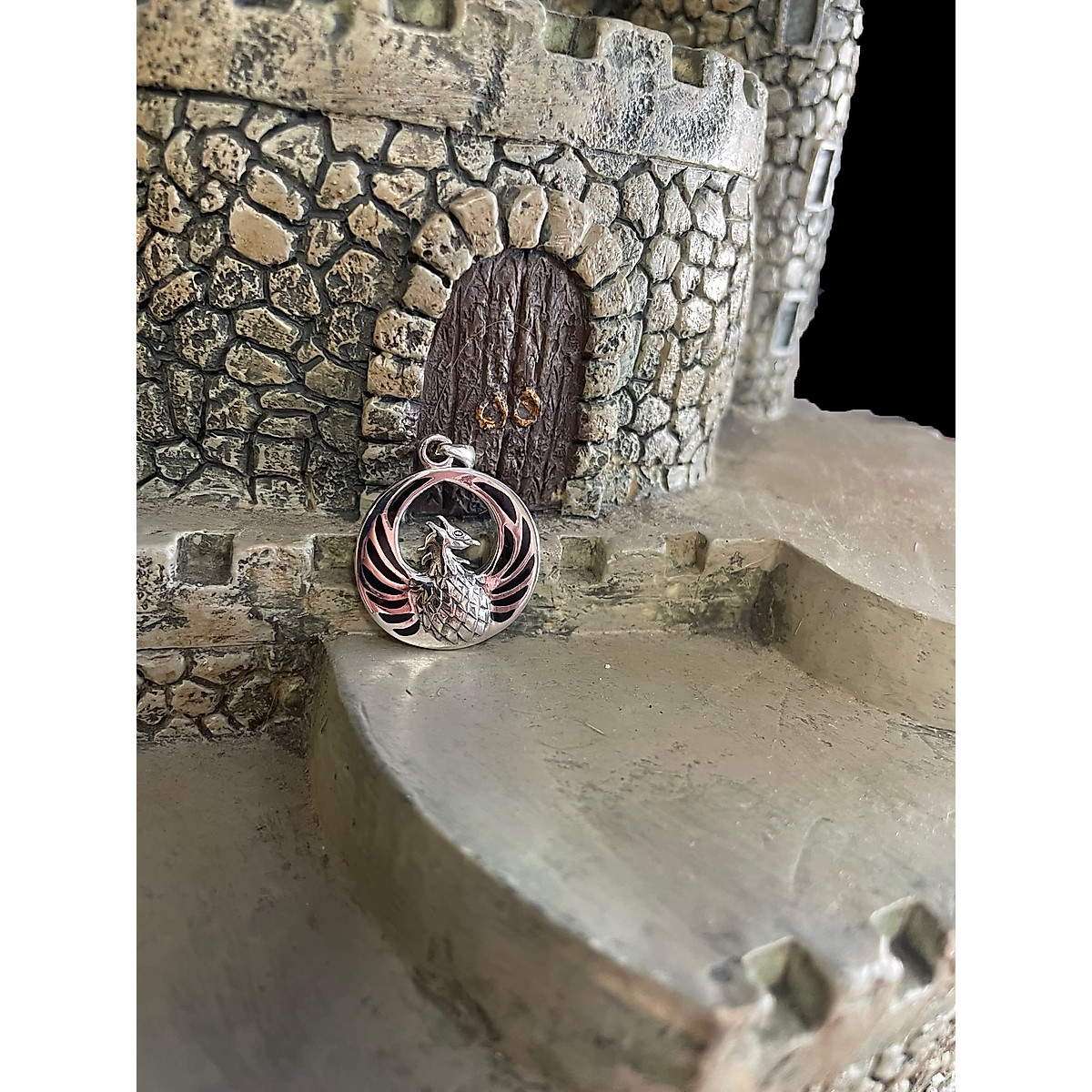 Jewelry Trends Sterling Silver Phoenix Fire Bird Pendant Created Black Onyx