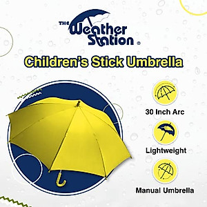 The Weather Station Children's Mini Manual Rain Umbrella, Metal, Windproof, Lightweight, and Packable for Travel, Full 30 Inch Arc, Yellow