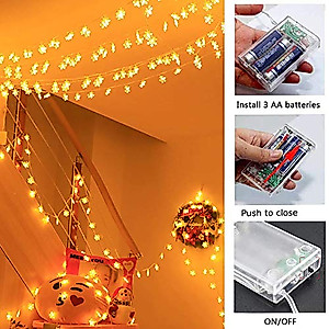 BIMOUR Christmas Lights Snowflake String Lights 19.6 ft 40 LED Fairy Lights Battery Operated Waterproof for Xmas Garden Patio Bedroom Party Decor Indoor Outdoor Celebration Lighting