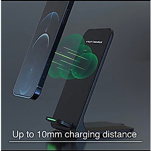 Folding 15W Wireless Charging Stand, Stand Compatible with All Phones,Phone Charger for iPhone 14/13/12/SE 2020/11/XR/XS/X/8, Samsung Galaxy S22 S21 S20 S10 S9 S8/Note 20 Ultra/10/9, Black