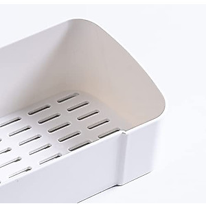 Fineget Plastic Shower Caddy Adhesive Shower Shelves for Wall Bathroom Kitchen Bathtub Rustproof Home Basket Shelf Removable No Drilling Space Saving Shower Storage Organizer Quick Dry White 2 Pack