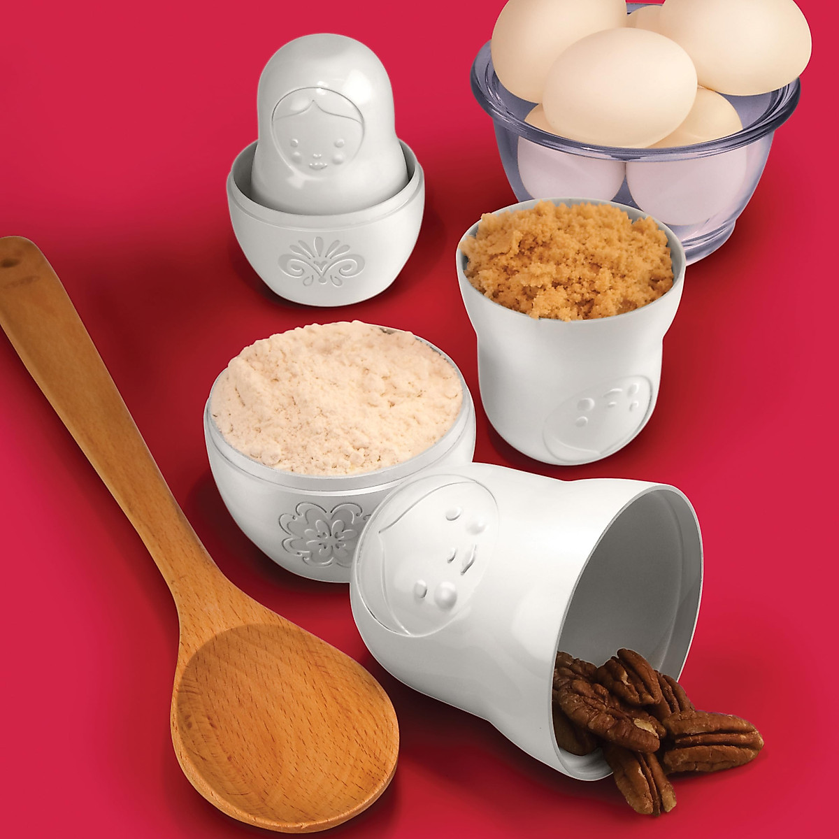 Genuine Fred Matryoshka Measuring Cups, Set of 6, White