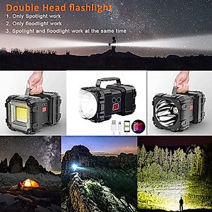 Magnetic Rechargeable Flashlight 10000 High Lumens, XHP50.2 Super Bright LED Tactical with COB Work Light, USB C Fast Charging, Waterproof, Zoomable, 7 Modes Best for Camping