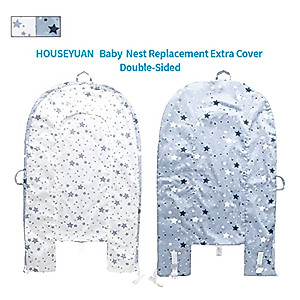 HOUSEYUAN Infant Baby Lounger Replaceable Cover co-Sleeping Newborn Baby Nest Backup Cover Breathable Machine Washable (Blue Star)