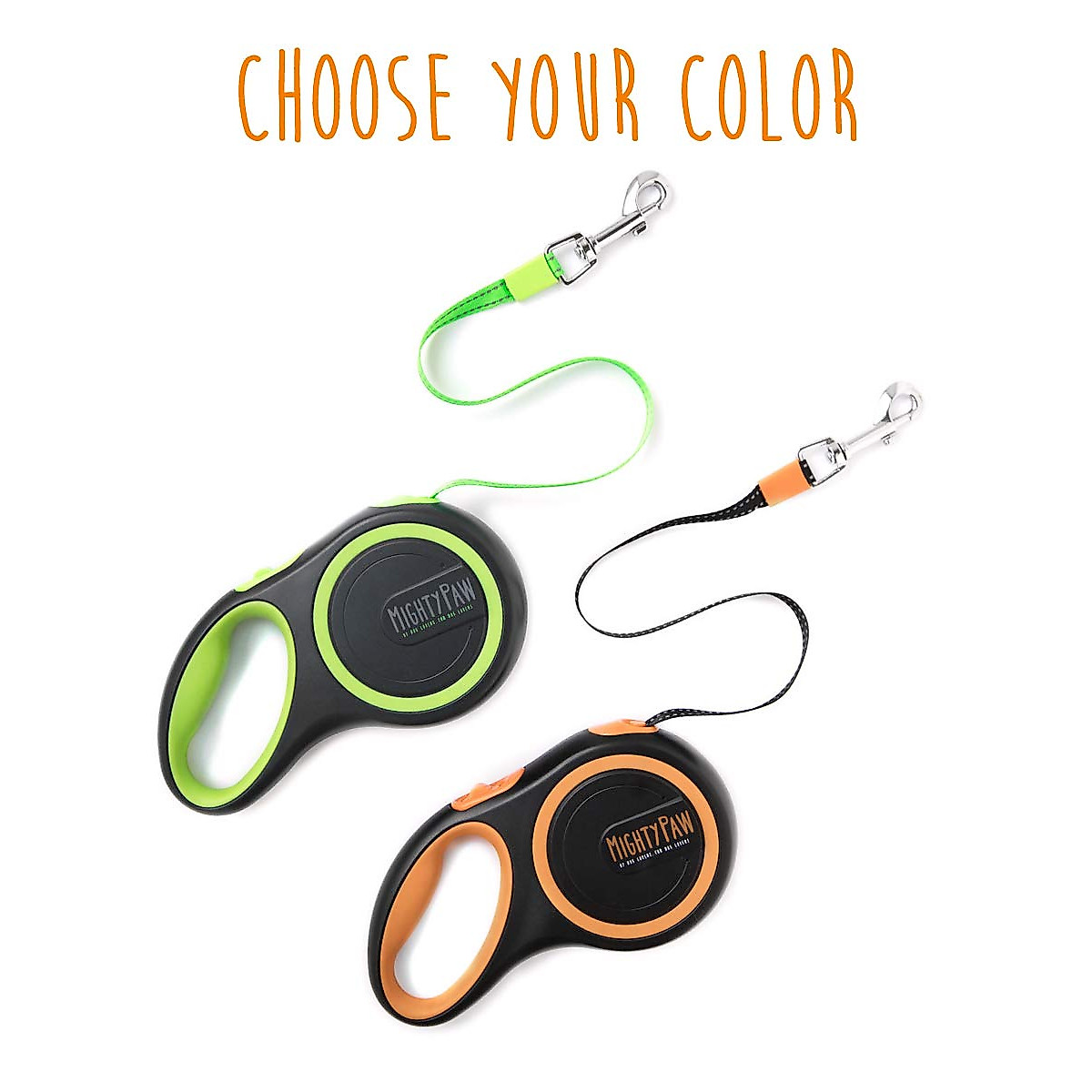 Mighty Paw Retractable Dog Leash - Enhanced Durability with Stainless Steel Coil - Reflective Stitching - One-Touch Lock - Secure Grip Leash - Long Dog Leash - Extend Leash - (Lite, Grey) - Grip Leash