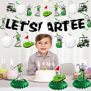Pre-assembled Golf Birthday Party Decorations Golf Themed Party Decorations Golf Decorations for Party Golf Banner 6 Golf Party Hanging Swirl 3 Golf Honeycomb Centerpieces Par-Tee Time Birthday