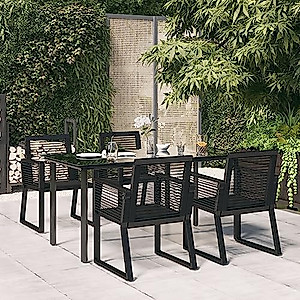 qiangxing 5 Piece Patio Dining Set Patio Table and Chairs Set Outdoor Patio Dining Set Outdoor Patio Furniture Patio Set Black PVC Rattan 3156544