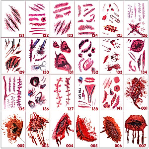 Halloween Tattoo Stickers Wound Tattoo Stickers Simulation tattoo tattoo scar tattoo tattoo knife simulation Waterproof Tattoo Sticker 24pcs (HL121-141 Message note model（total of 24 pcs）)