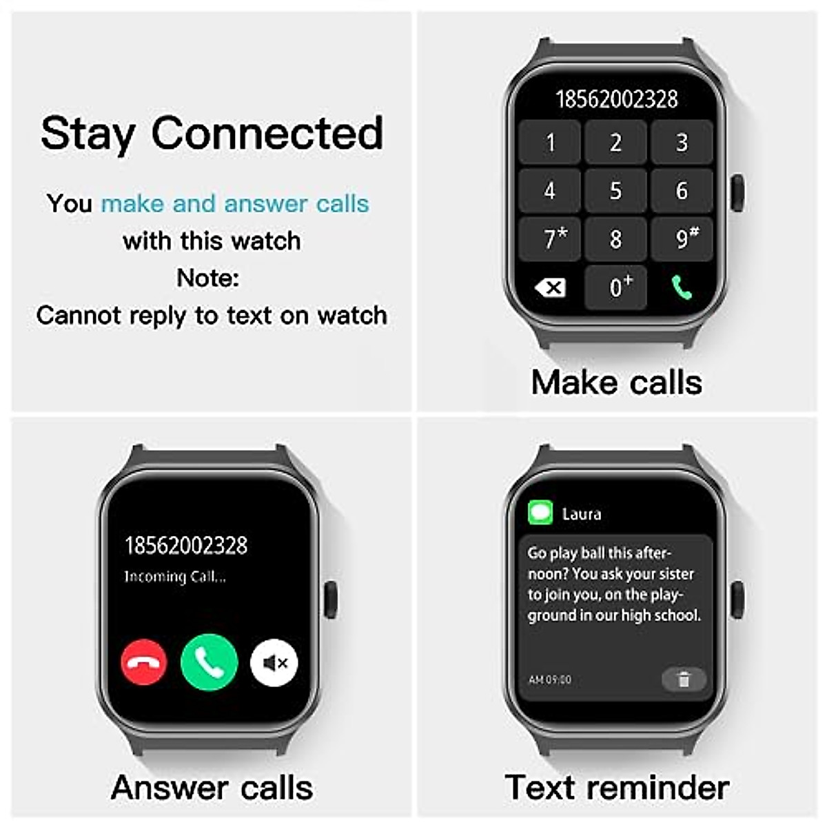 Smart Watch, 1.96" Full Touch Smartwatch, Compatible with iPhone Android, Heart Rate & Sleep Monitor, Multi-Sport Modes, Blood Oxygen, Voice Assistant, IP68 Waterproof, Fitness Tracker for Women Men