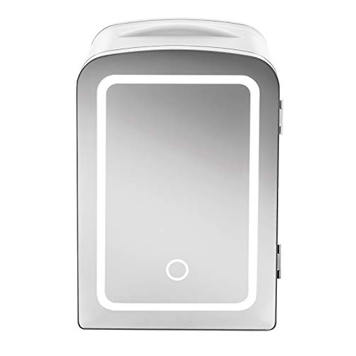 Chefman Portable Mirrored Beauty Fridge With LED Lighting 4 Liter Mini Refrigerator, Skin Care, Makeup Storage, w/Mirror & Light, Chill Serums And Face Masks, For Desktop Or Travel, Cool & Heat