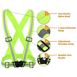 Chiwo Reflective Vest Running Gear 2Pack, High Visibility Adjustable Safety Vest for Night Cycling,Hiking, Jogging,Dog Walking, Construction Safe (Green)