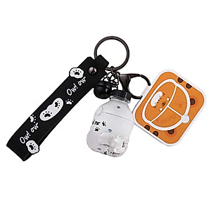 Keychain, Tiger Quicksand Keychain, Liquid Oil Soda Bottle Tiger Keyring, Fat Tiger Bag Pendant, Floating Peal Keyring(Soda Bottle,white)