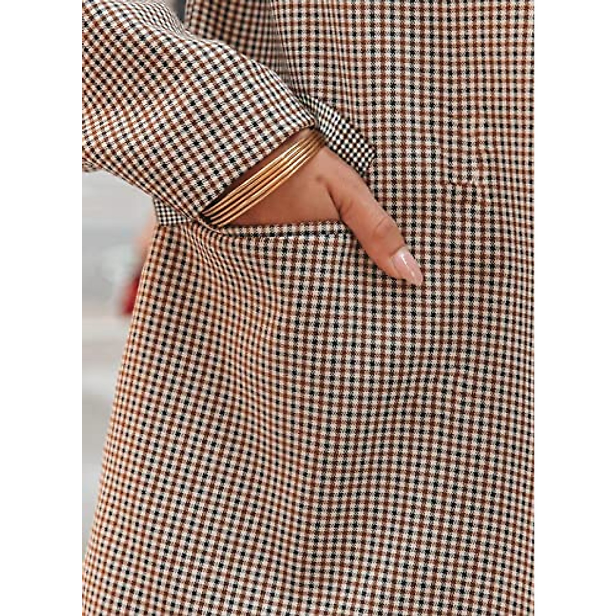 ARTFREE Womens Casual Blazer Button Lapel Long Sleeve Work Business Plaid Blazers Jackets Outfits with Pockets XL