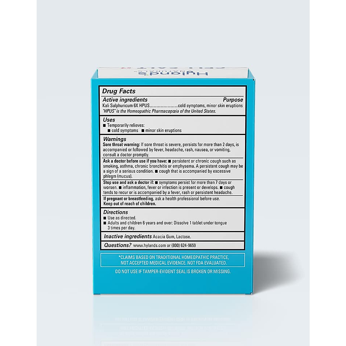 Hyland's Cystic Acne and Acne Scare Treatment, Cold Medicine, Natural Relief of Discharge Related Symptoms, Naturals #7 Kali Sulphate 6X, 100 Count
