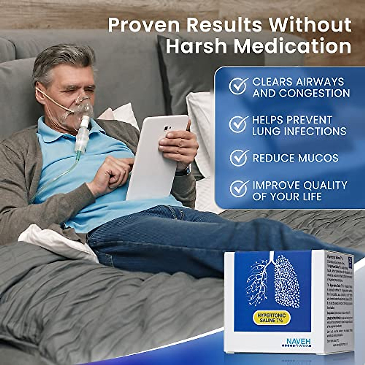 RSV Hypertonic Saline Solution 7% - Nebulizer diluent for inhalators and nasal hygiene devices Helps Clear Congestion from Airways and Lungs – Reduce Mucus (25 Sterile Saline Bullets of 5ml)