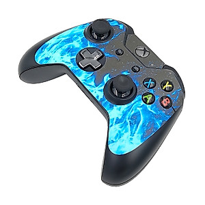 SKINOWN Skin Sticker Vinly Decal Cover for Microsoft Xbox One DualShock Wireless Controller (Blue Flame)