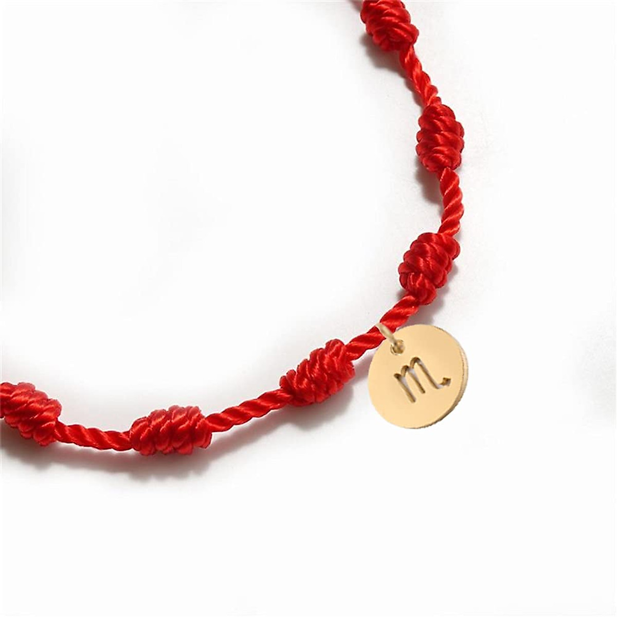 Scorpio Zodiac Constellation Bracelets String for Women Men Coin 7 Knots Red Rope Bracelet Lucky Amulet Birthday Gift Teen Jewelry