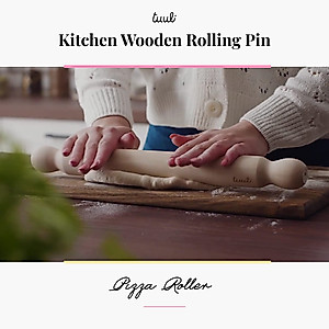 Tuuli Kitchen – French Wooden Rolling Pin, Baking Roller for Rolling Out Pizza, Pasta, Puff and Other Doughs, 40 x 4 cm