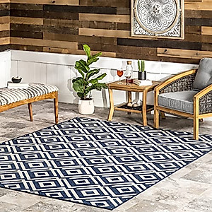 nuLOOM Jayne Geometric Diamond Indoor/Outdoor Area Rug, 8' x 10', Navy