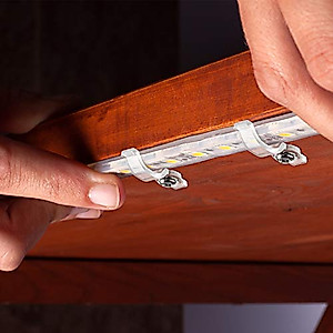 LED Strip Lights Clips Light Mounting Clips One Side LED Light Clips with Screws for 10 mm Wide Waterproof LED Strip Lights (200 Pack, Transparent)