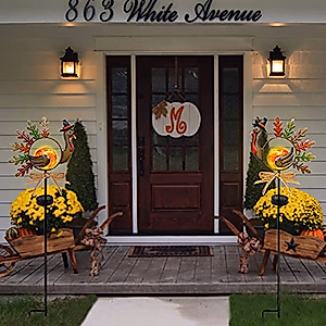 FORUP Solar Thanksgiving Yard Decorations, 41.3 Inch Outdoor Solar Garden Turkey Stake Lights, Metal Turkey Solar Yard Garden Stake Lights for Thanksgiving Outdoor Decorations