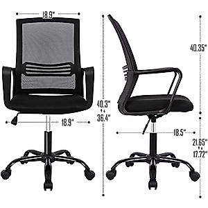 Desk Chairs Set of 6 Home Office Mesh Chair with Wheels Lumbar Support Ergonomic Office Chair Clearance for Bedroom Living Room Home Office Computer Chair Swivel Adjustable 36-40inch Black Chair