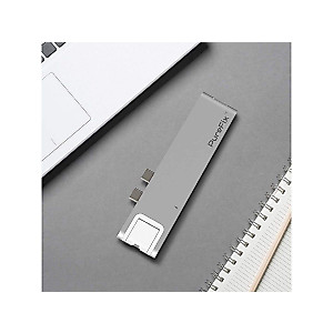 Purefix USB C Hub, 7-in-1 Dual Type-C Adapter - Silver for MacBook Pro 13 15 Gigabit Ethernet, Power Delivery, Thunderbolt 3, 4K HDMI, MicroSD/SD Card Reader