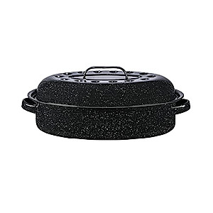 Granite Ware 15-Inch Covered Oval Roaster, 15 inches, Black