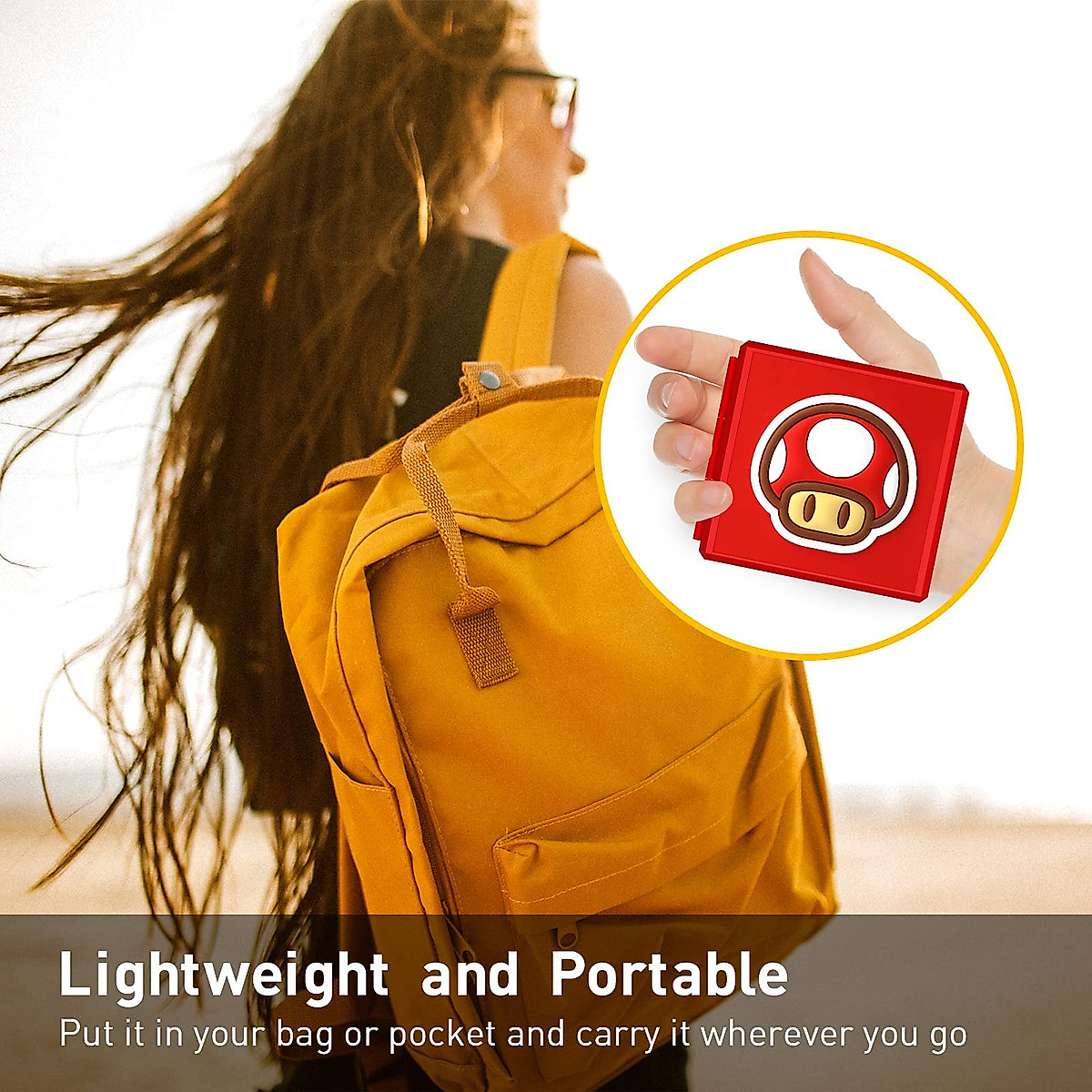 UFOPETIE Game Card Case Storage Box for Switch Game Cards Mario Games Up to 12 Games,for Nintendo Switch Game Card Case Cube for Nintendo Switch Game Storage Box Mario Mushroom