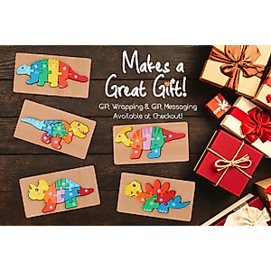 MONTESSORI MAMA Toddler Puzzles for Kids Ages 3-5 Dinosaur Puzzle 5-Pack, Montessori Toys for 3 Year Olds, Toddler Toys Age 2-4 Gifts for 3 Year Old Boys Girls, Wooden Puzzles for Toddlers
