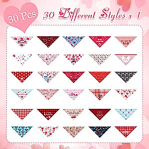 30 Pieces Mother's Day Dog Bandanas Dog Bibs Holiday Pet Costume Dog Cat Mother's Day Outfit Heart Triangle Scarf Kerchief for Small to Medium Pet Multicolor