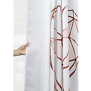 SUMGAR Mothers Day Shower Curtain Pink Love Rose Gold Shower Curtains for Bathroom, Cute Elegant Girl Bath Stall Decoration Geometric Shower Curtains Set with Hooks, 72 x 72 inch