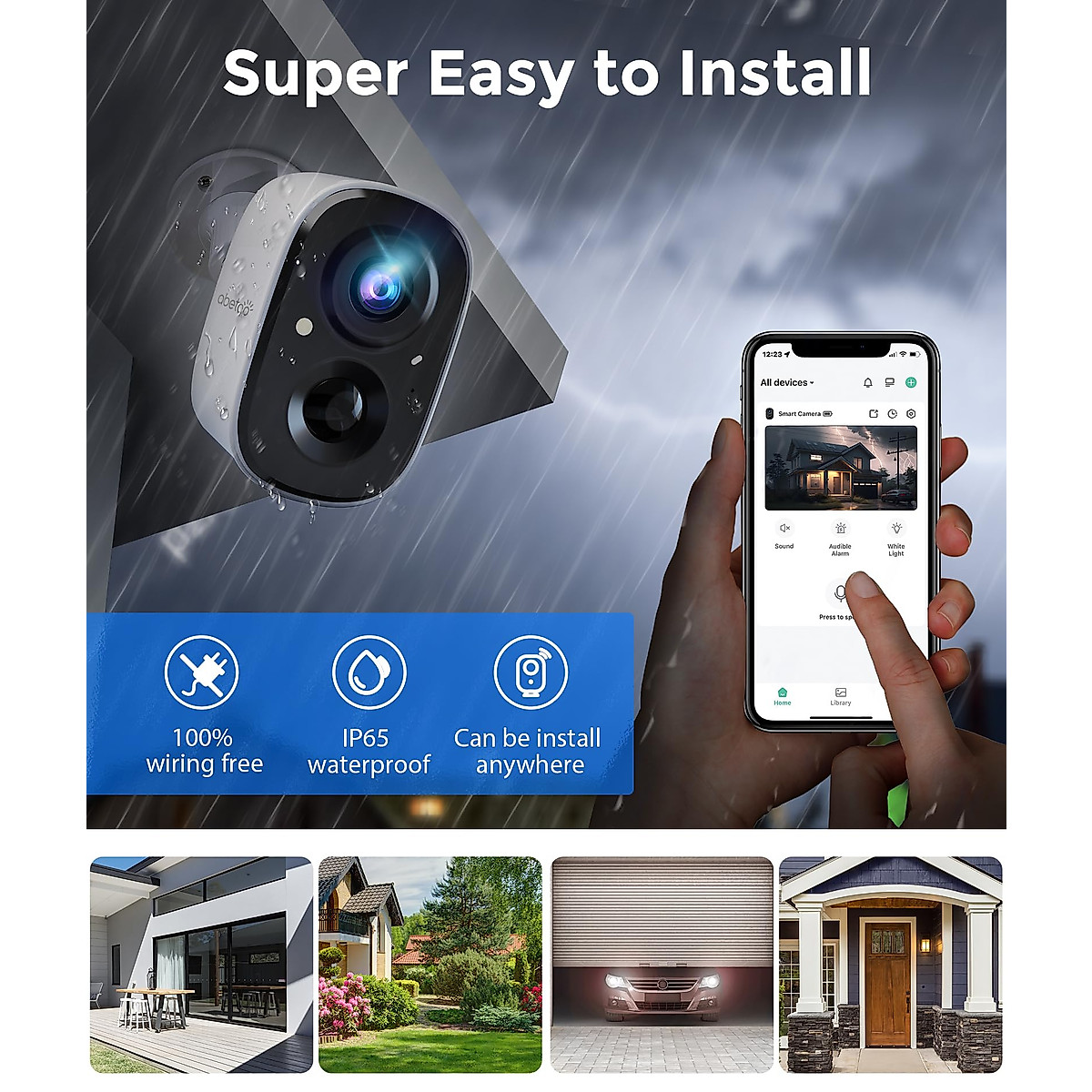 abetap Wireless Security Camera - Outdoor WiFi Security Cameras w/Color Night Vision, AI/PIR Detection, 2-Way Talk, Cloud/SD, Weatherproof, Battery Powered Outdoor Cameras for Home Security Outside