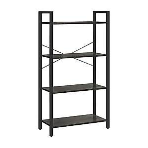 VASAGLE Bookshelf, 4-Tier Shelving Unit, Bookcase, Book Shelf, 11.8 x 25.9 x 47.2 Inches, for Home Office, Living Room, Charcoal Gray and Black ULLS060B04