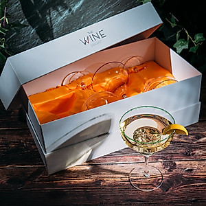 12 oz Margarita Cocktail Glasses + Colorful Party Rims | Set of 4 | Heavy Duty, Thick, Hand Blown, Classic Frozen Drinks Stemware + Fun Mexican Gift Box, Great Gifts! Fiesta Party Decoration Glasses