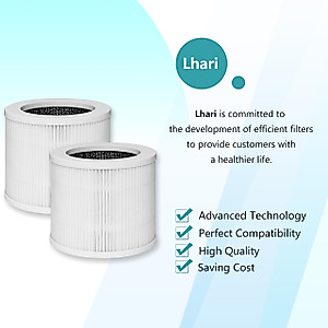 Lhari 2 Pack A1 Replacement Filter Compatible with VEWIRO Air Purifier HQSC-50, HQKJ-80, AMEIFU AP01W, KOIOS HQKJ-50 and Tailulu PUR0003 Air Purifier, 3-in-1 H13 True HEPA Filter