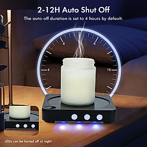 VOBAGA 36W Candle Warmer & Mug Warmer for Coffee with 5.2 inch Heating Plate, Auto Shut Off & 3 Temperature Setting Coffee Cup Warmer for Desk, Upgraded Beverage Warmer for Home & Office (Black)