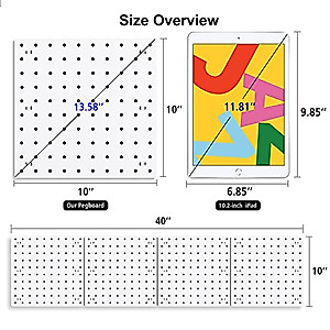 LANSI 4Pcs Peg Board, Pegboard Wall Organizer Panels, White Pegboard Wall Mount, ABS Pegboard for Craft Room Garage Kitchen Workshop, ABS Peg Boards Easy Installation (White)