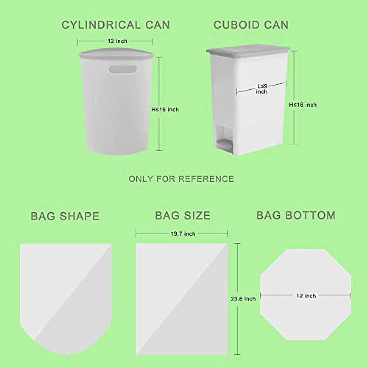 Small Trash Bags, Inwaysin Small Garbage Bags 4-6 Gallon Biodegradable Can Liners Thicken, Size Expanded, White 200 Counts