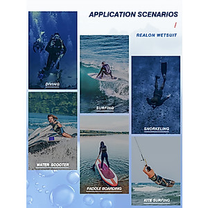 REALON Wetsuit Men 4/5mm Womens Neoprene Full Body Thermal Scuba Diving Suits, 5/4mm One Piece Wet Suit Cold Water Swimsuits for Surfing Snorkeling(4/5mm Blue, Medium)