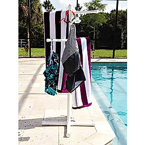 Pool & Spa Towel Rack Premium Extra Tall Towel Tree Outdoor PVC White