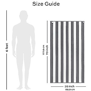 White Classic Beach Towels Oversized Cabana Stripe Cotton Bath Towel Large - Luxury Plush Thick Hotel Swim Pool Towels for Adults Super Absorbent Quick Dry - 35x70 Grey [2 Pack]