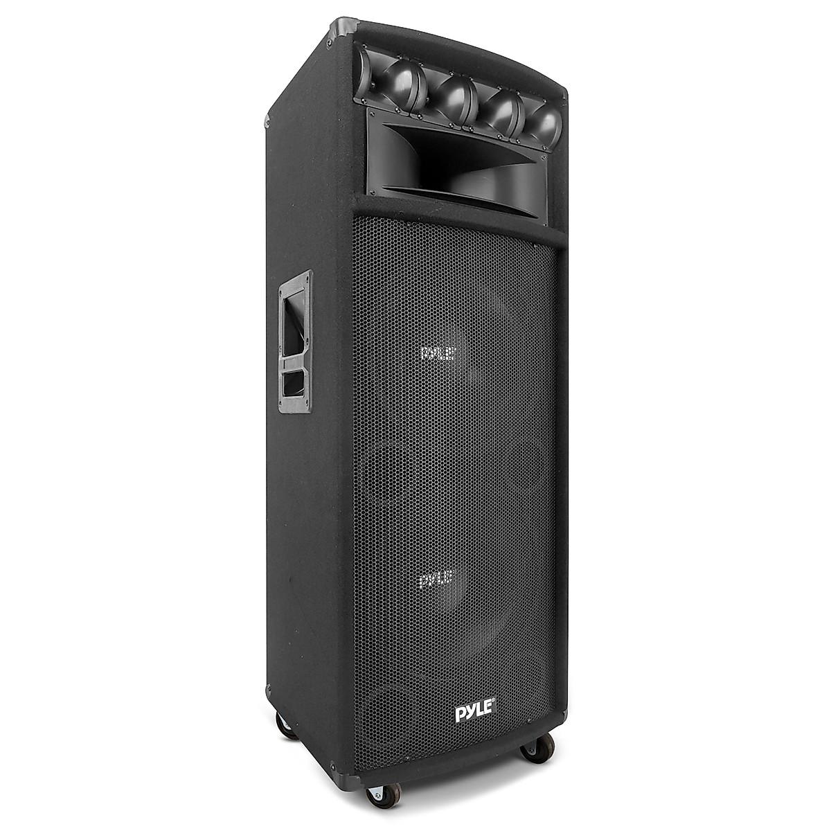 Pyle Portable Cabinet PA Speaker System - 1600 Watt Outdoor Stereo Sound Speakers w/ Dual 12" Woofers, 3.4" Piezo Tweeters, 5"x12" Super Horn Midrange, Crossover Network